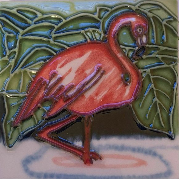 Jaco | Wall Decor | Flamingo Bird Decorative Ceramic Wall Art Tile 4x4 ...